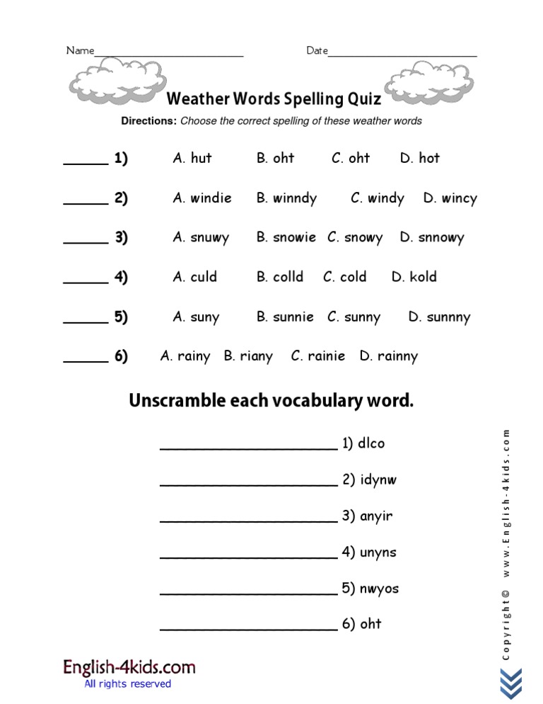 Weather Spelling | PDF