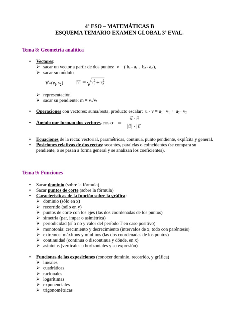 2024.06.04 Esquema Global 3 Eval. 4 ESO | PDF | Métodos y materiales de enseñanza