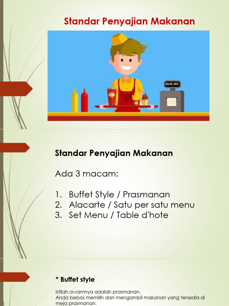 Standar Penyajian Makanan | PDF | Memasak, Makanan, & Anggur