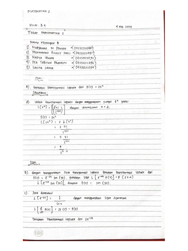 TUGAS 2 Kelompok 7 - Matematika 2 - Kelas B.4 | PDF