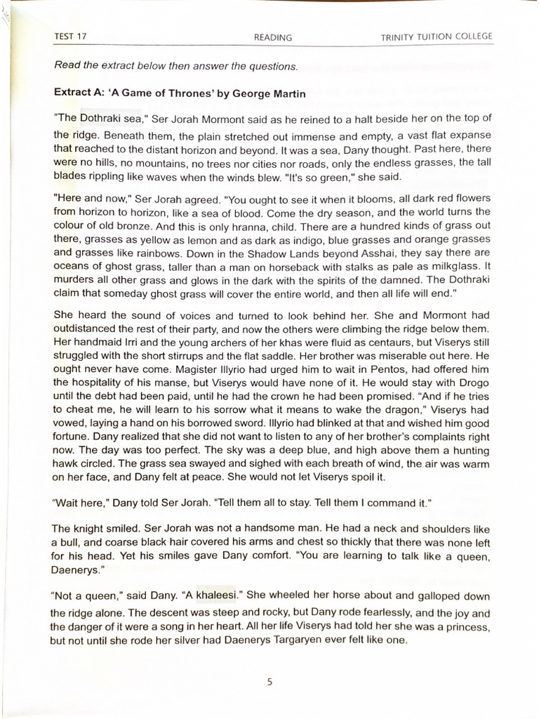 Selective Trial Test Trinity Tuition Test 17 | PDF