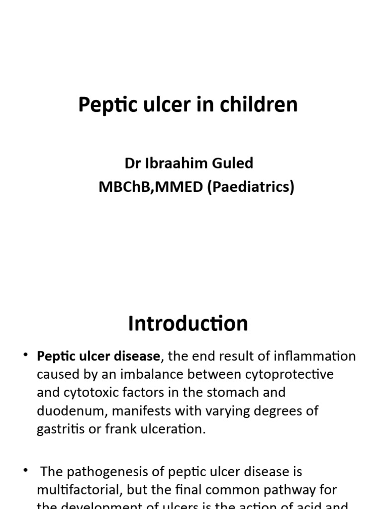Peptic Ulcer in Children | PDF | Medicine | Causes Of Death