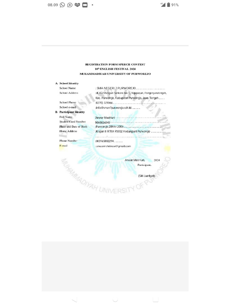 Formulir Pendaftaran Pdf
