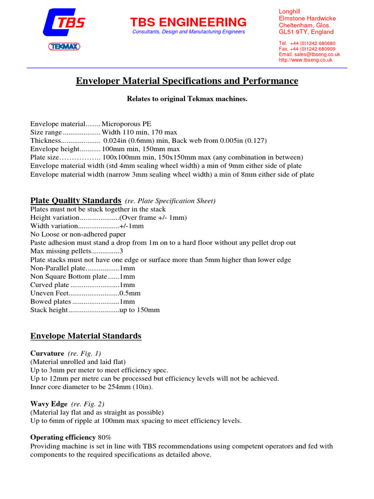 S2000 Enveloper Material Specifications and Performance - Issue 2 | PDF ...