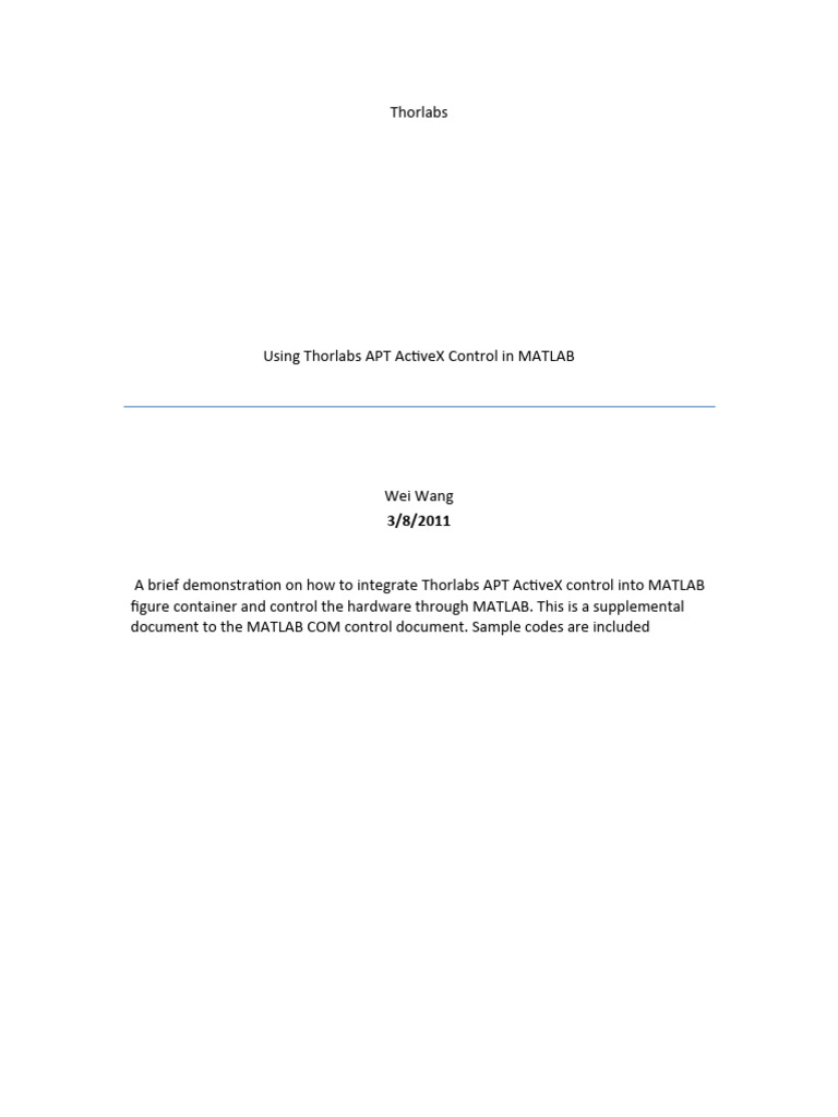 Thorlabs Apt Matlab | Download Free PDF | Component Object Model | Matlab