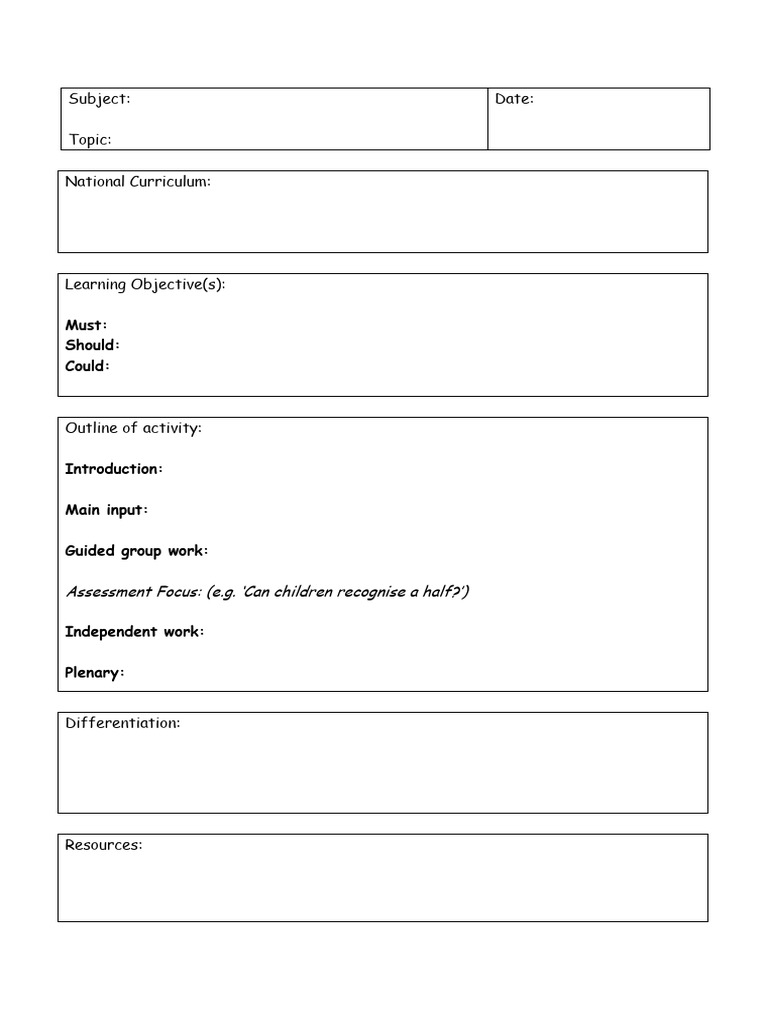 Lesson Plan Template Secondary | PDF