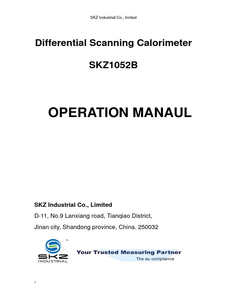 SKZ1052B Differential Scanning Calorimeter Guide | PDF | Differential ...