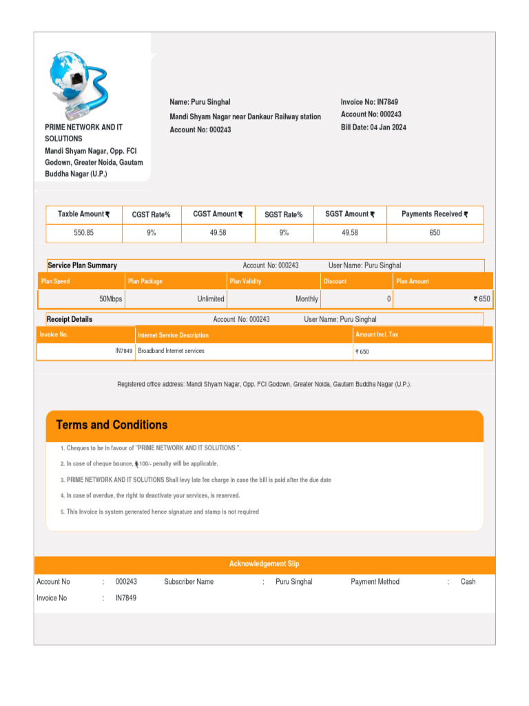 Internet Invoice (1) (3) | PDF | Cheque | Receipt