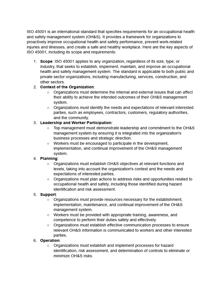 ISO 45001 Scope and Requirements | PDF | Occupational Safety And Health ...