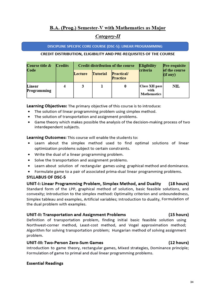 Maths Syllabus | PDF | Linear Programming | Combinatorics Maths Syllabus | PDF | Linear Programming | Combinatorics