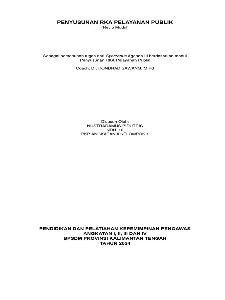 Reviu Penyusunan RKA Pelayanan Publik-Nustradamus-PKP II 2024 | PDF