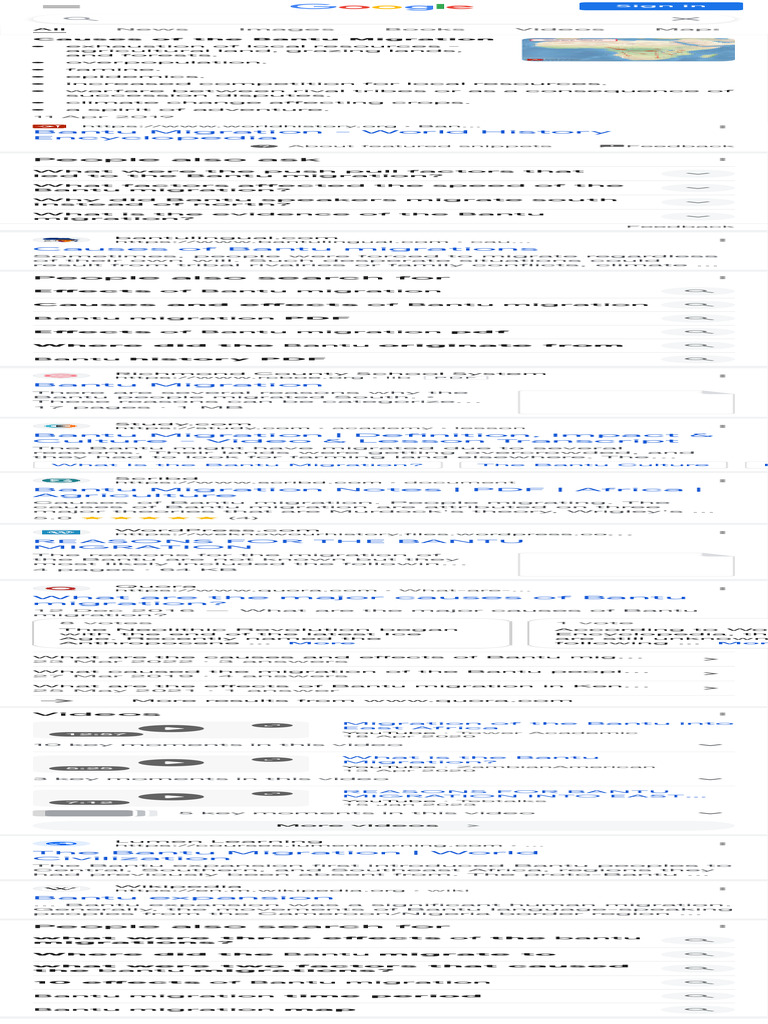 Reasons of Bantu Migration - Google Search | PDF | Africa | Bantu