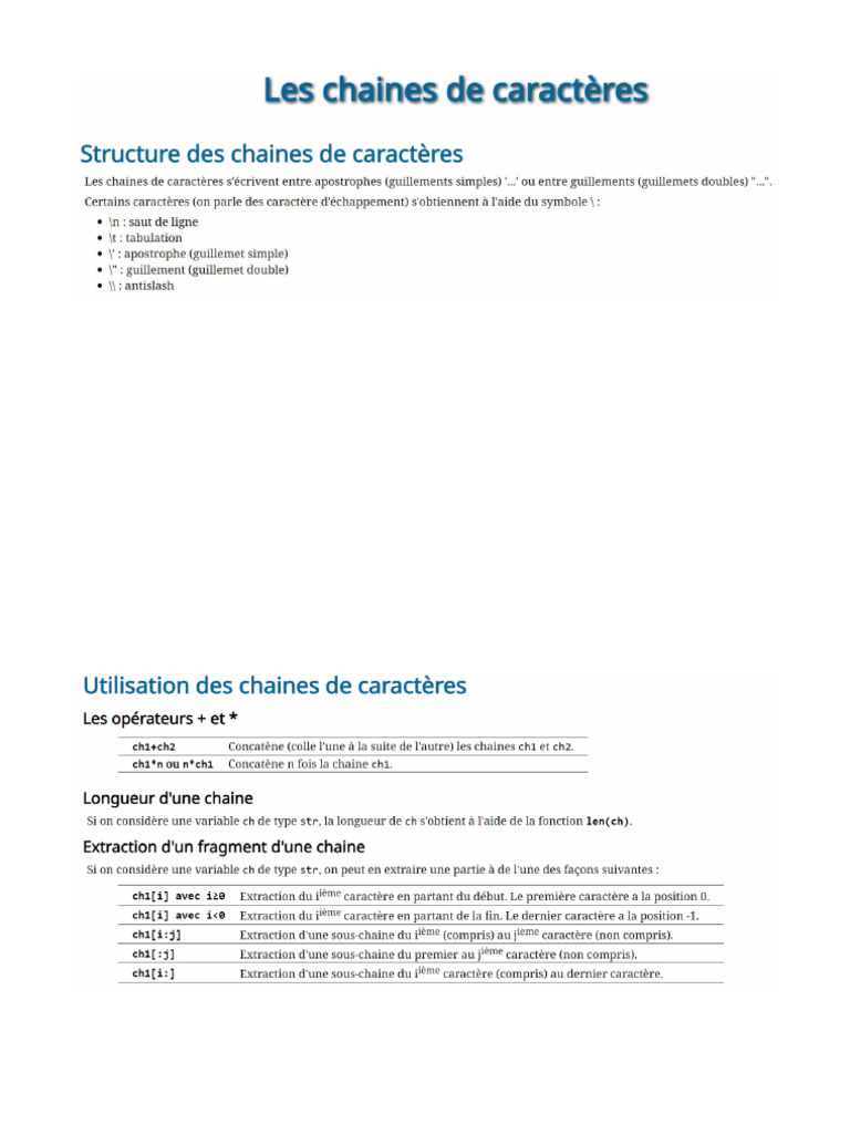 7 - Les Chaines de Caractères | PDF