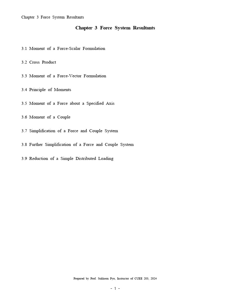 Chapter 3 Force System Resultants - BB | PDF | Torque | Euclidean Vector