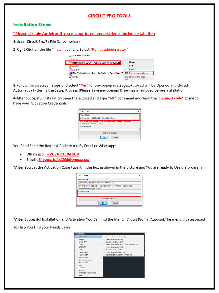 Installation Guide & Autocad Shortcuts (ENGLISH) | PDF
