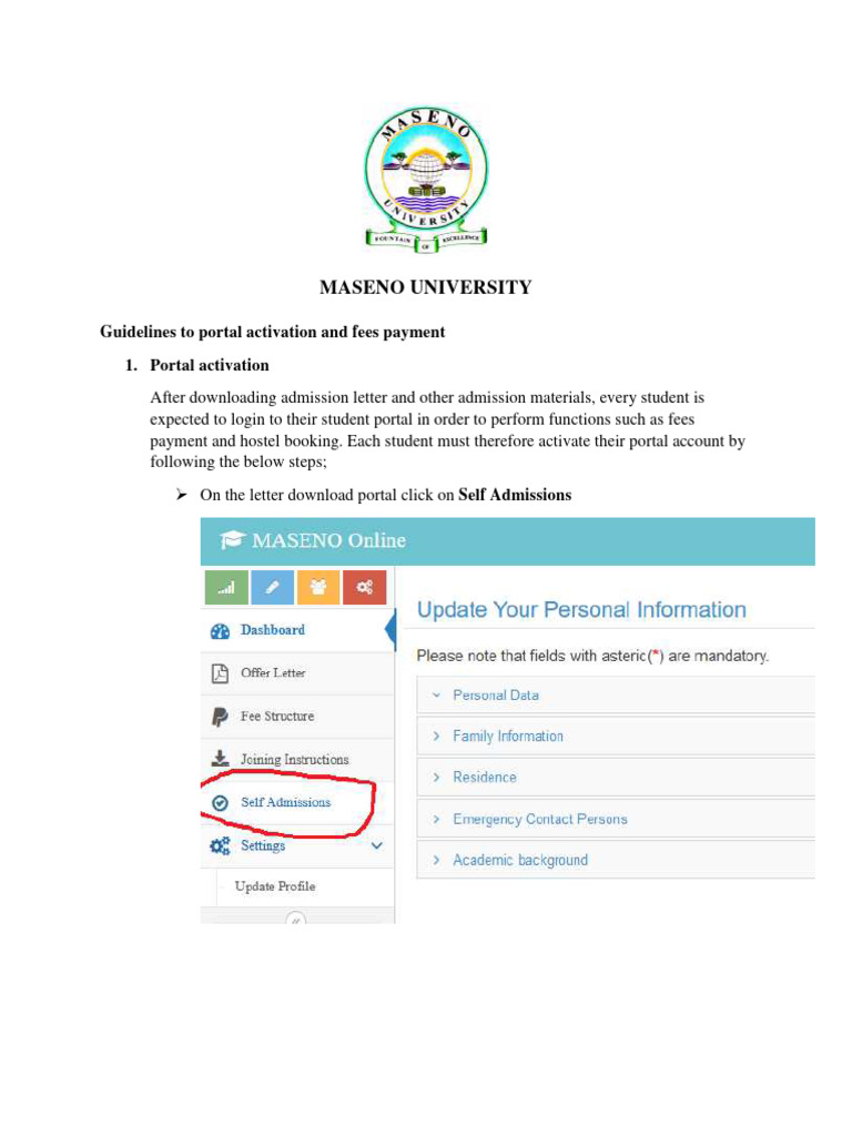 Guidelines To Portal Activation and Fees Payment | PDF | Finance ...