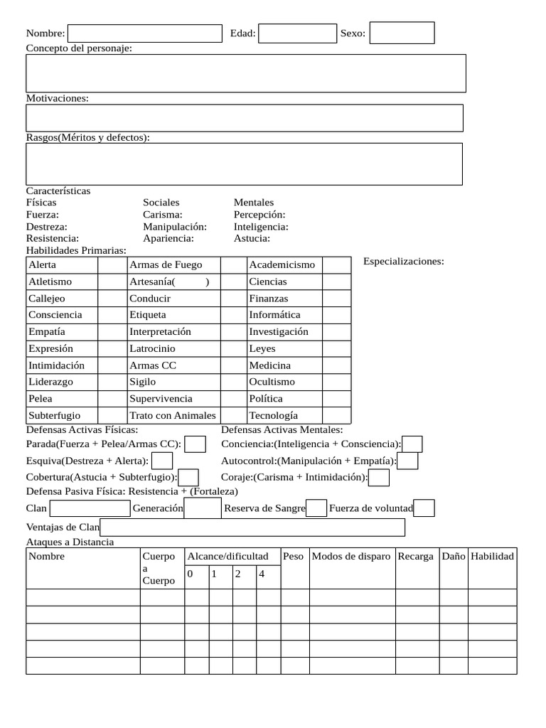 Ficha Vampiro, Martin System | PDF