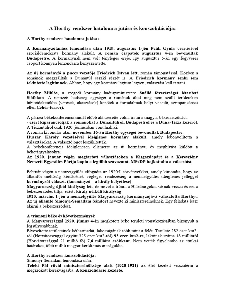 Horthy Hatalomrakerülése | PDF