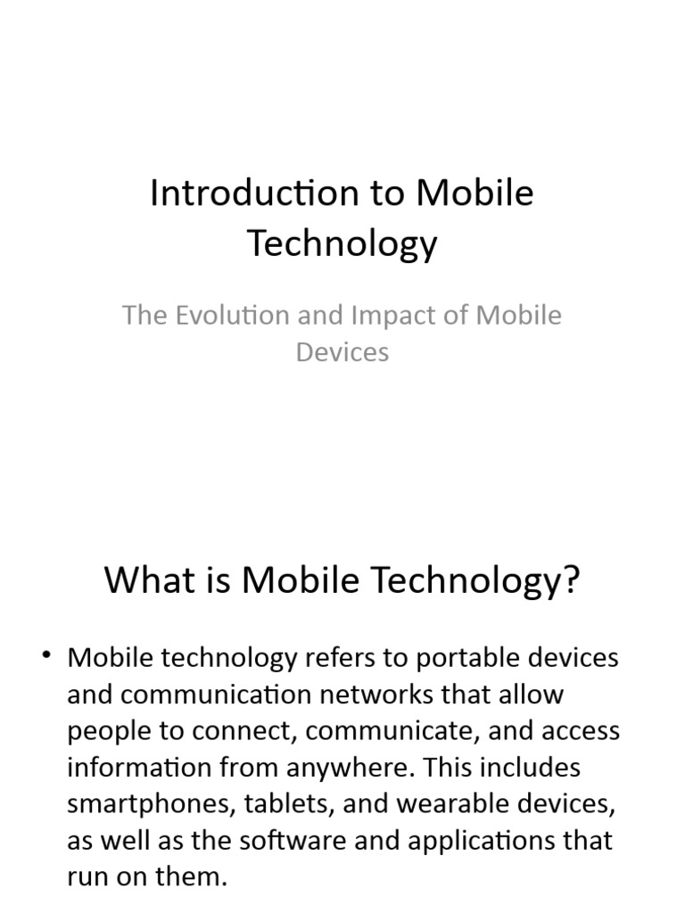 Introduction To Mobile Technology | PDF