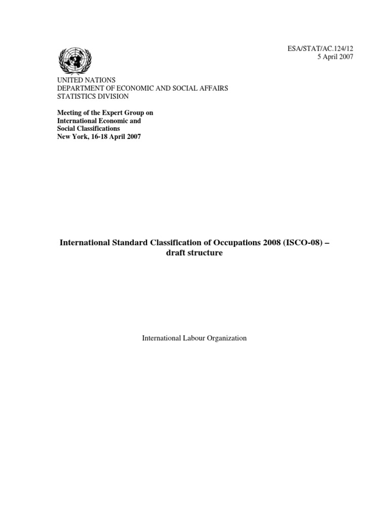 International Standard Classification of Occupations 2008 (ISCO-08 ...