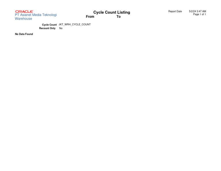 CycleCountListingReport - Cycle Count Listing Master Template | PDF