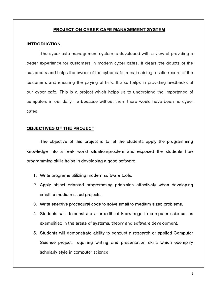 Cyber Cafe Management System Project | PDF | Software Testing ...