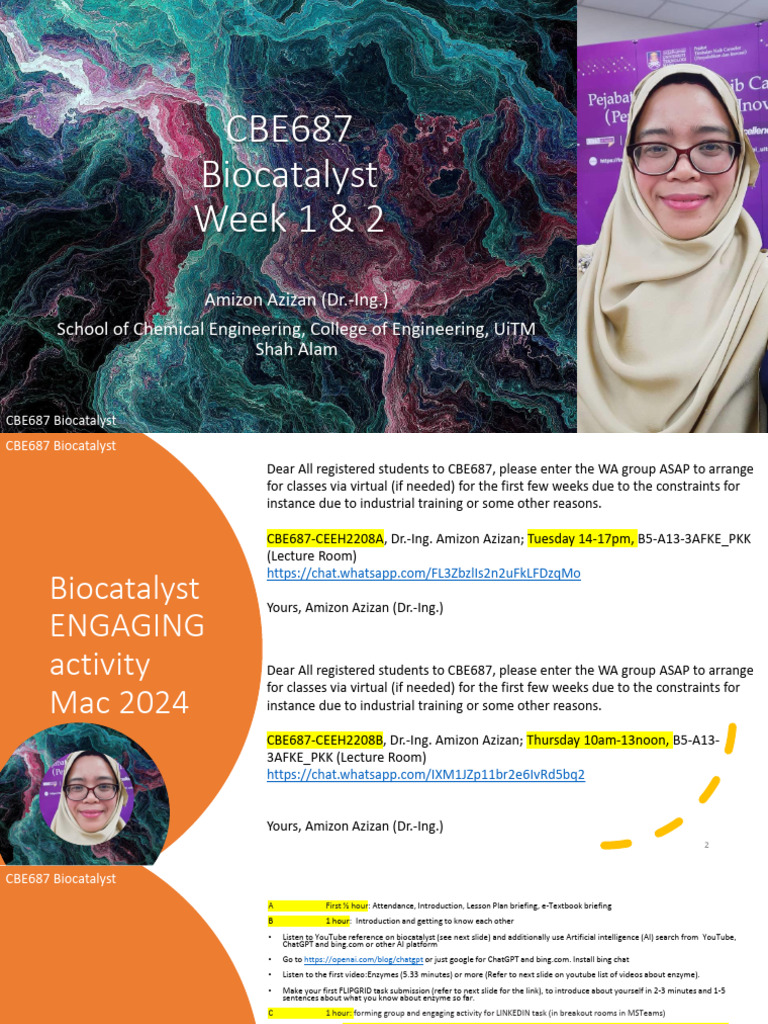 Week 1 CBE687 MAC2024 19mac2024 | PDF | Enzyme | Catalysis