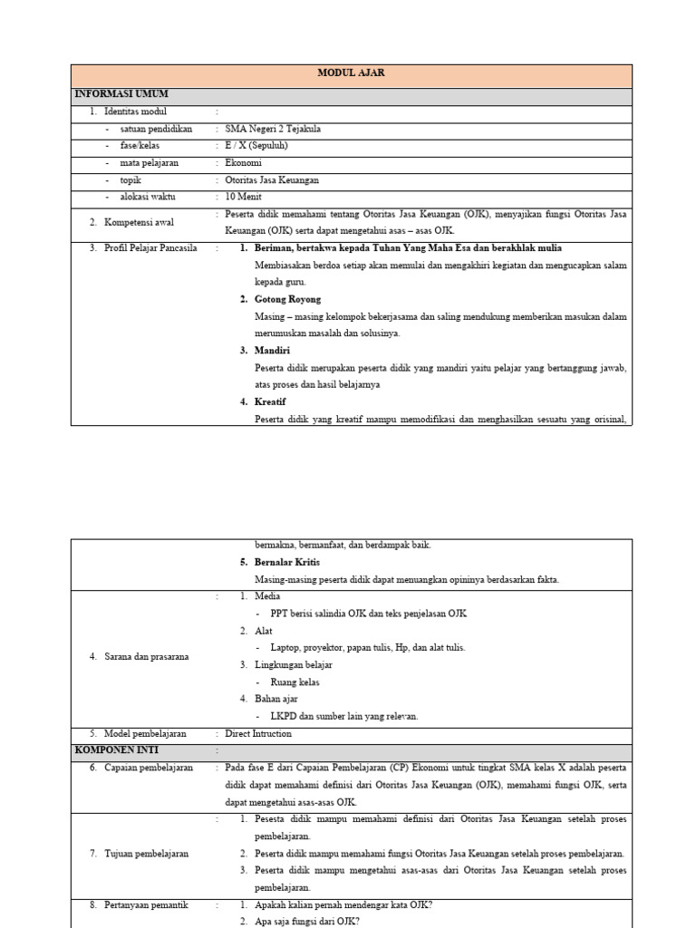 Modul Ajar - Microteaching | PDF | Karier & Perkembangan | Sains & Matematika