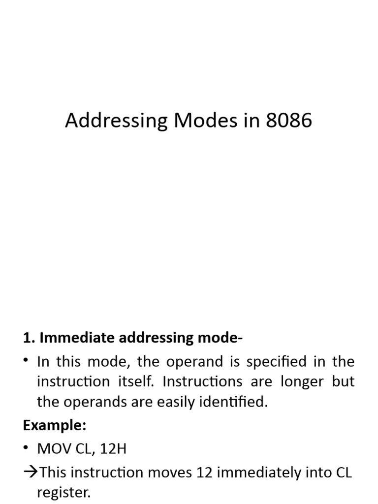 Addressing Modes in 8086 | Download Free PDF | Computer Data | Central Processing Unit