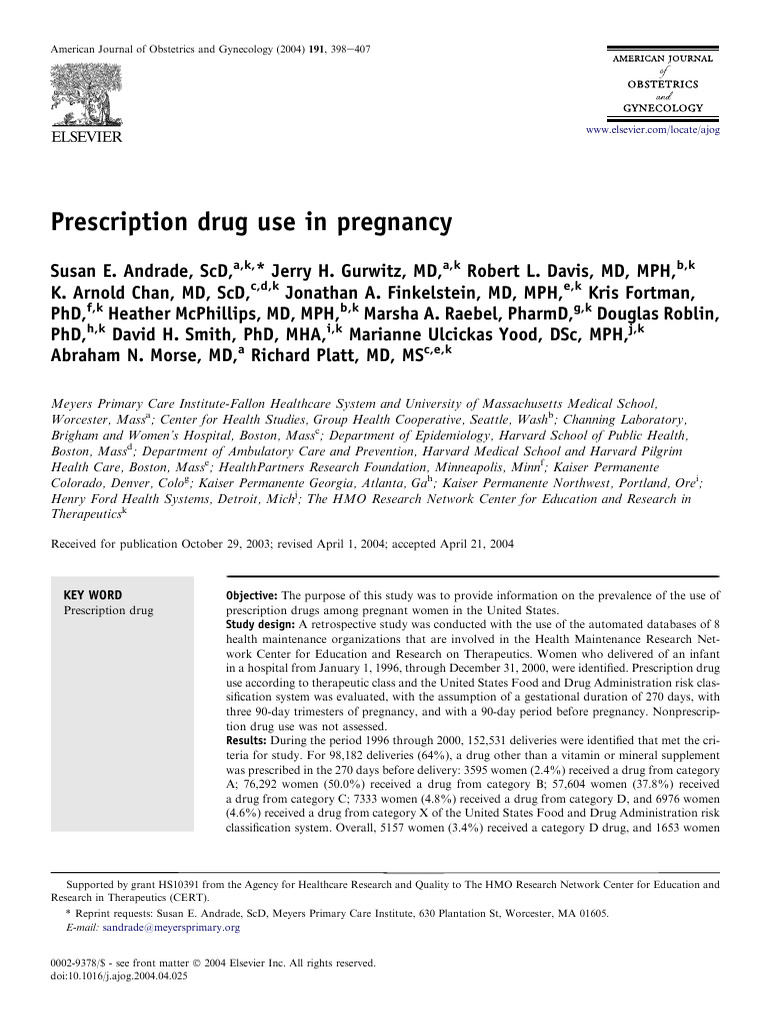 Sử dụng thuốc kê đơn theo toa trong thai ký nằm 2004 | PDF | Pregnancy ...