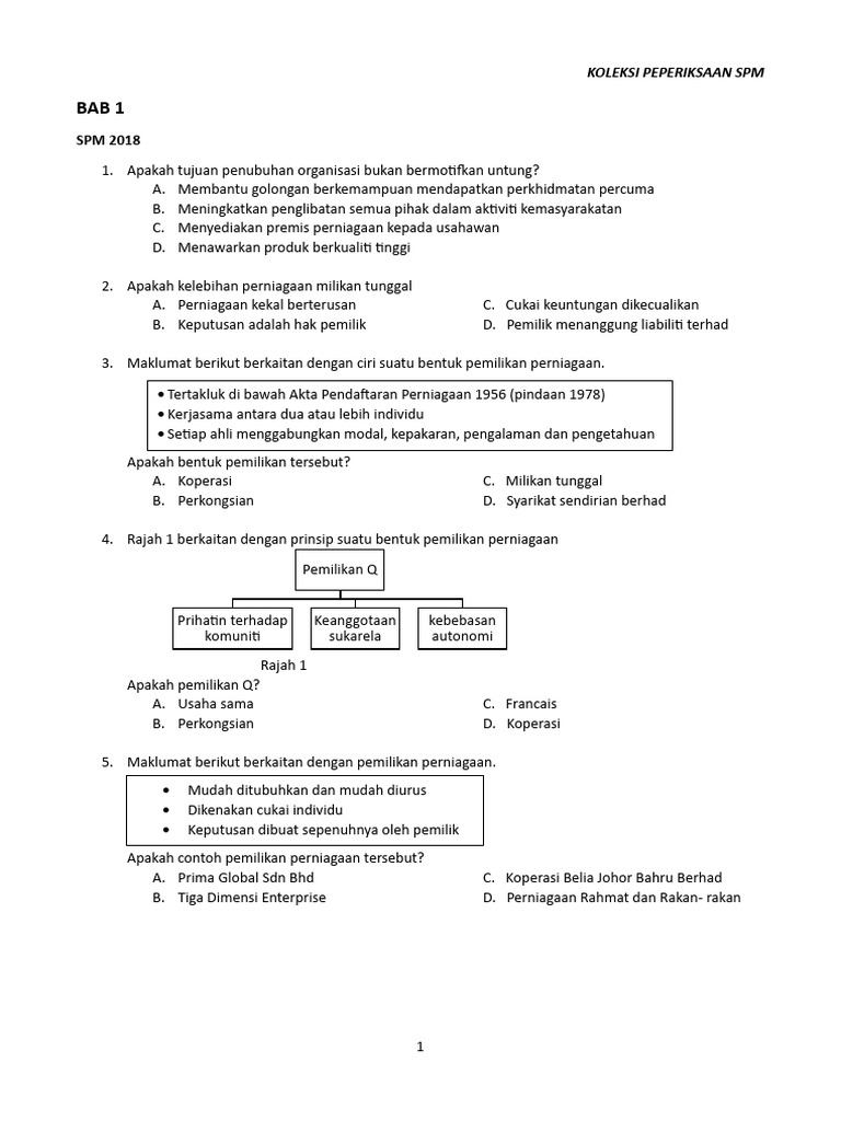 Koleksi Soalan Perniagaan SPM Ikut Tajuk | PDF