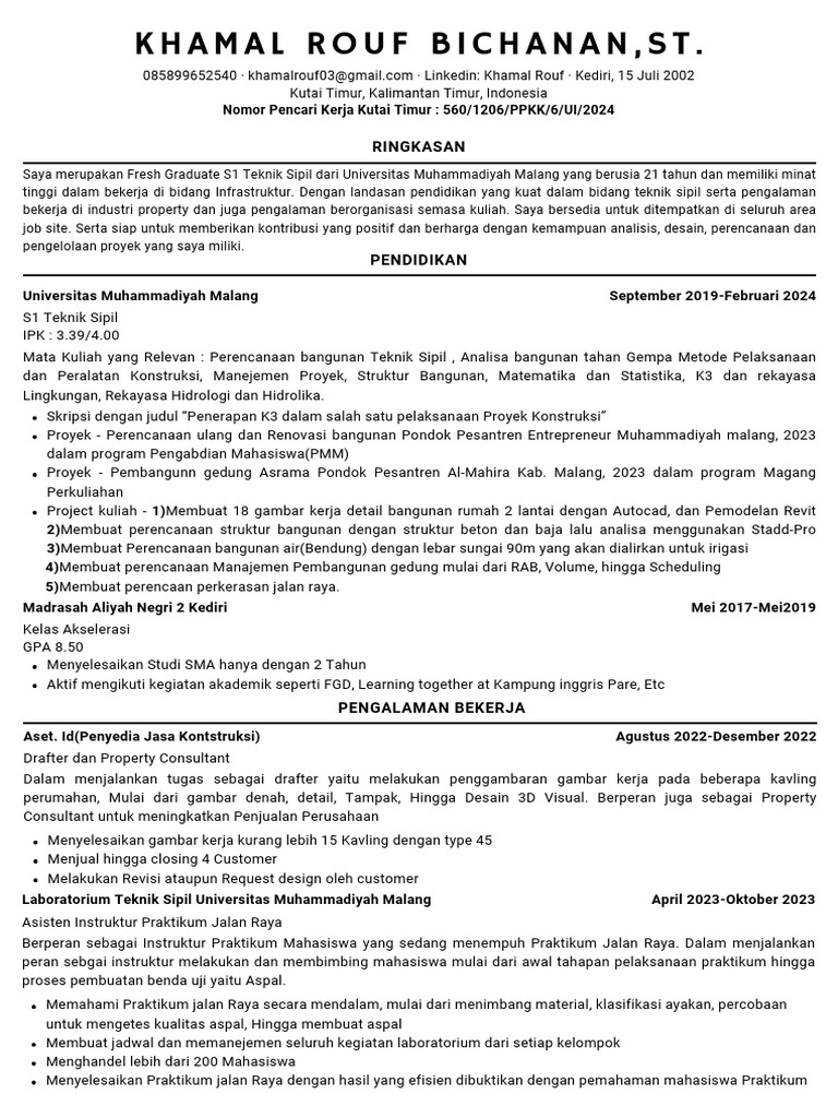 Khamal Rouf Bichanan Resume | PDF