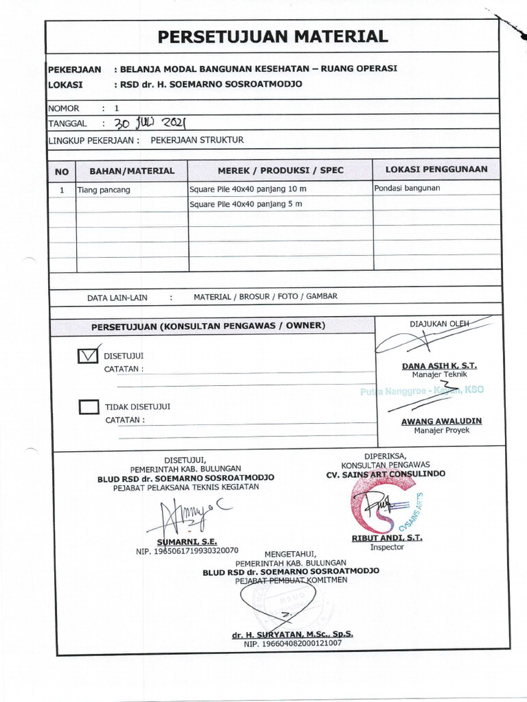 Persetujuan Material-2 | PDF