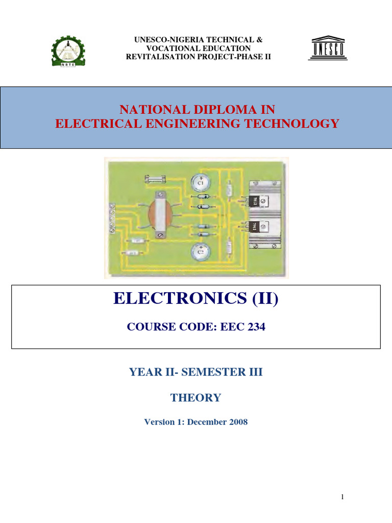 Electronics (Ii) : National Diploma in Electrical Engineering Technology | PDF | Field Effect ...