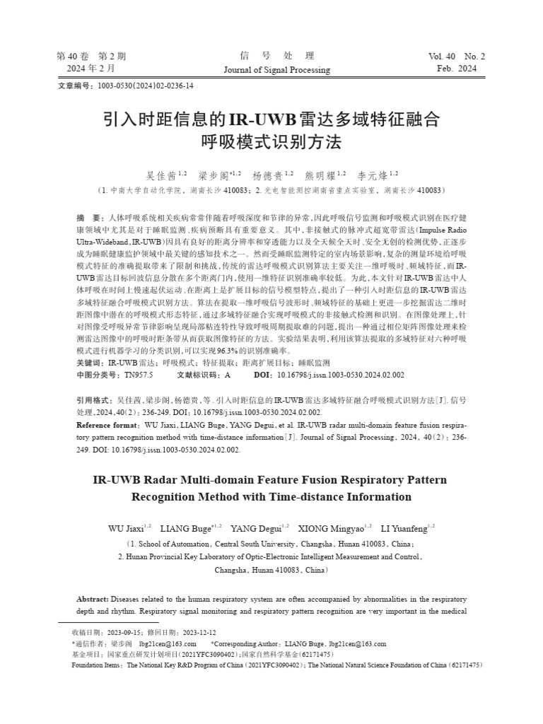 IR-UWB Radar Multi-Domain Feature Fusion Respiratory Pattern ...