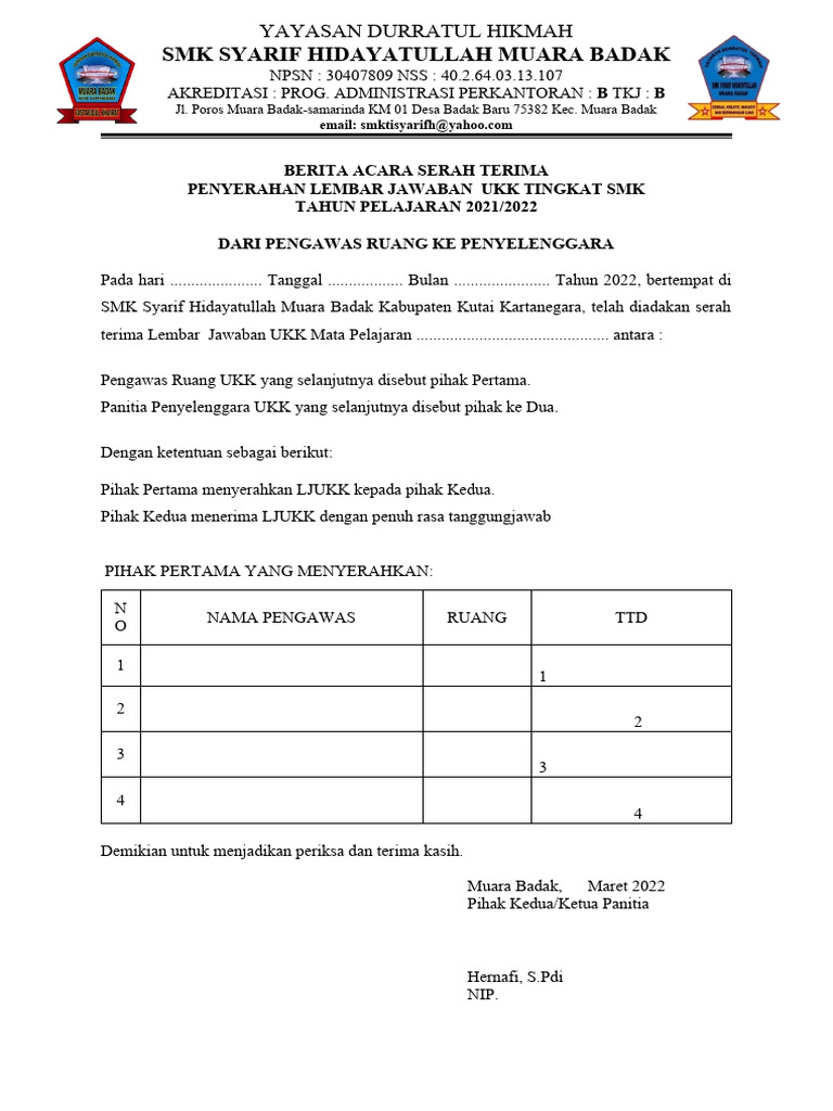 BERITA ACARA PENYERAHAN LJUN New | PDF