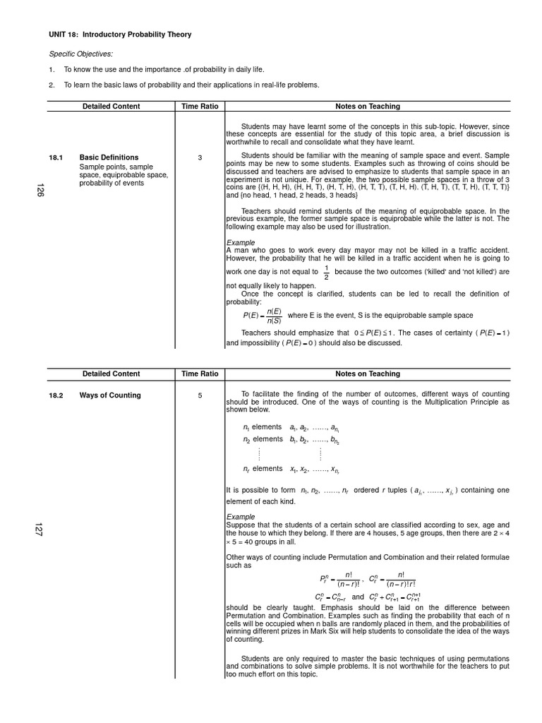 Unit 4.1 Introductory Probability Theory | PDF | Probability Theory ...