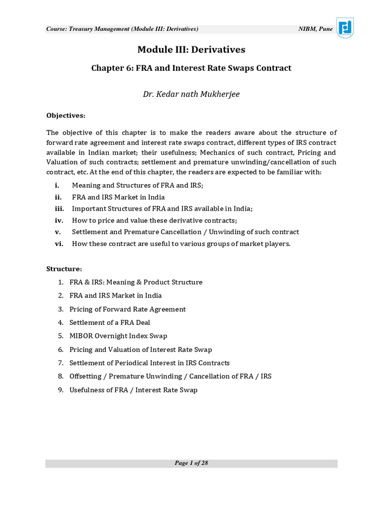 TRSMGT Module III CH 6 FRA and IRS Contracts | PDF | Swap (Finance) | Interest Rate Swap