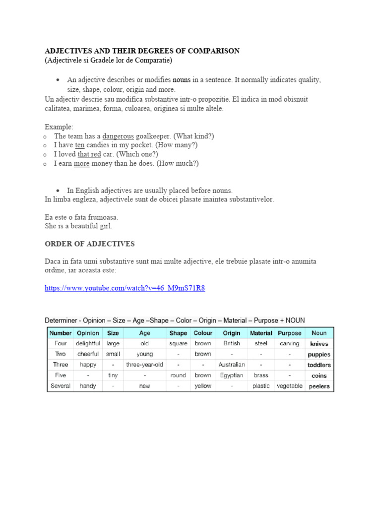 Adjective Comparison Guide | PDF | Adjective | Linguistics