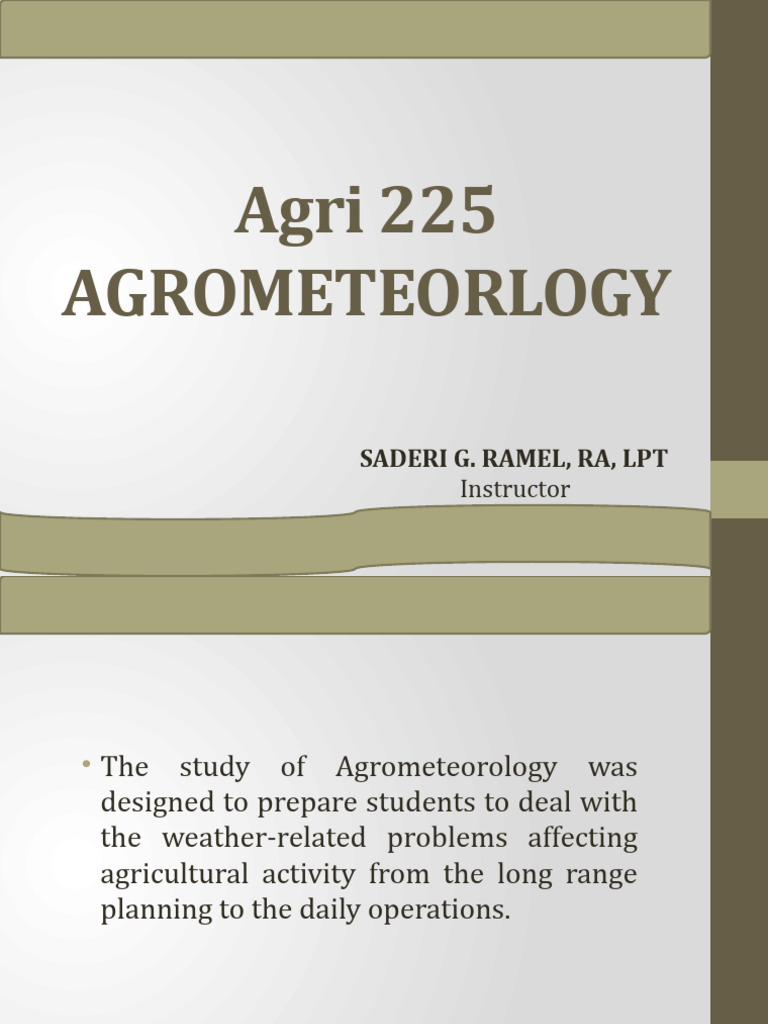 Introduction To Agrometeorology Pdf Meteorology Weather Forecasting