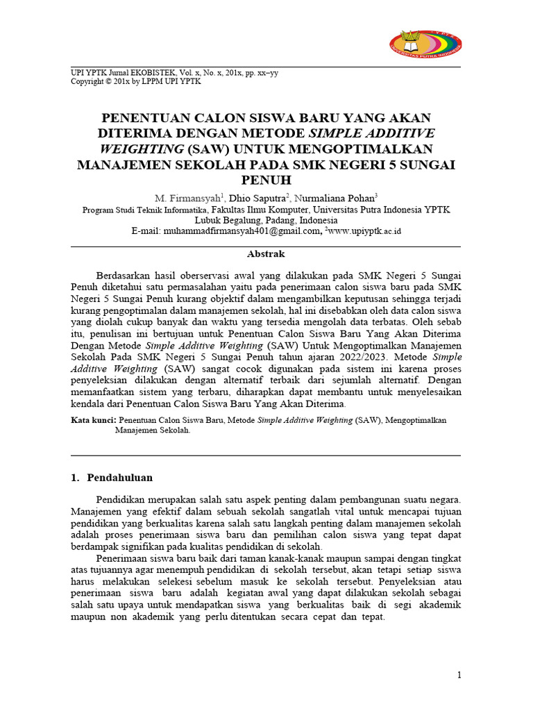 Jurnal Friman Upi Yptk' | PDF | Bisnis | Pengelolaan Keuangan & Uang