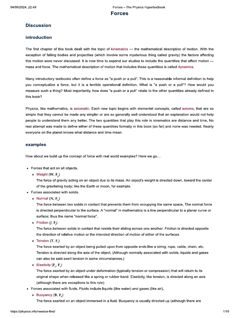 Forces The Physics Hypertextbook | PDF