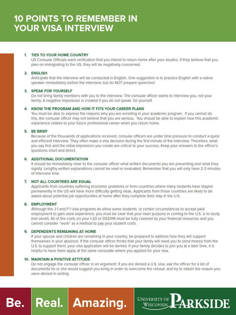 Ten Points For Visa Interview | PDF | Travel Visa