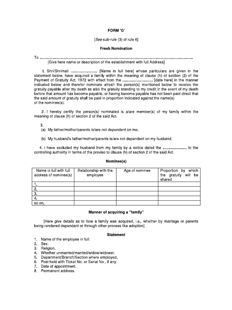 2 Gratuity Form - G | PDF