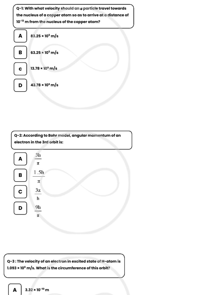 Physics MCQs on Atomic Structure | PDF | Atomic Orbital | Electron