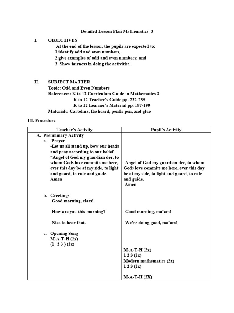 Detailed Lesson Plan | PDF | Lesson Plan | Cognition