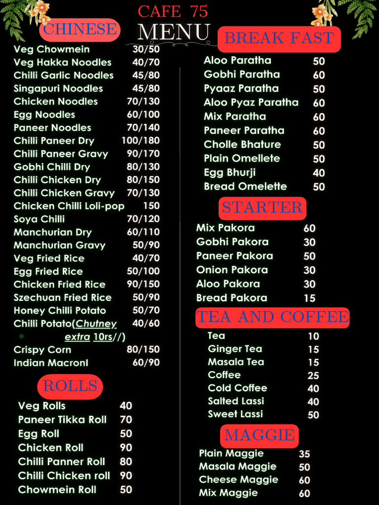 Green Floral Food Menu | PDF