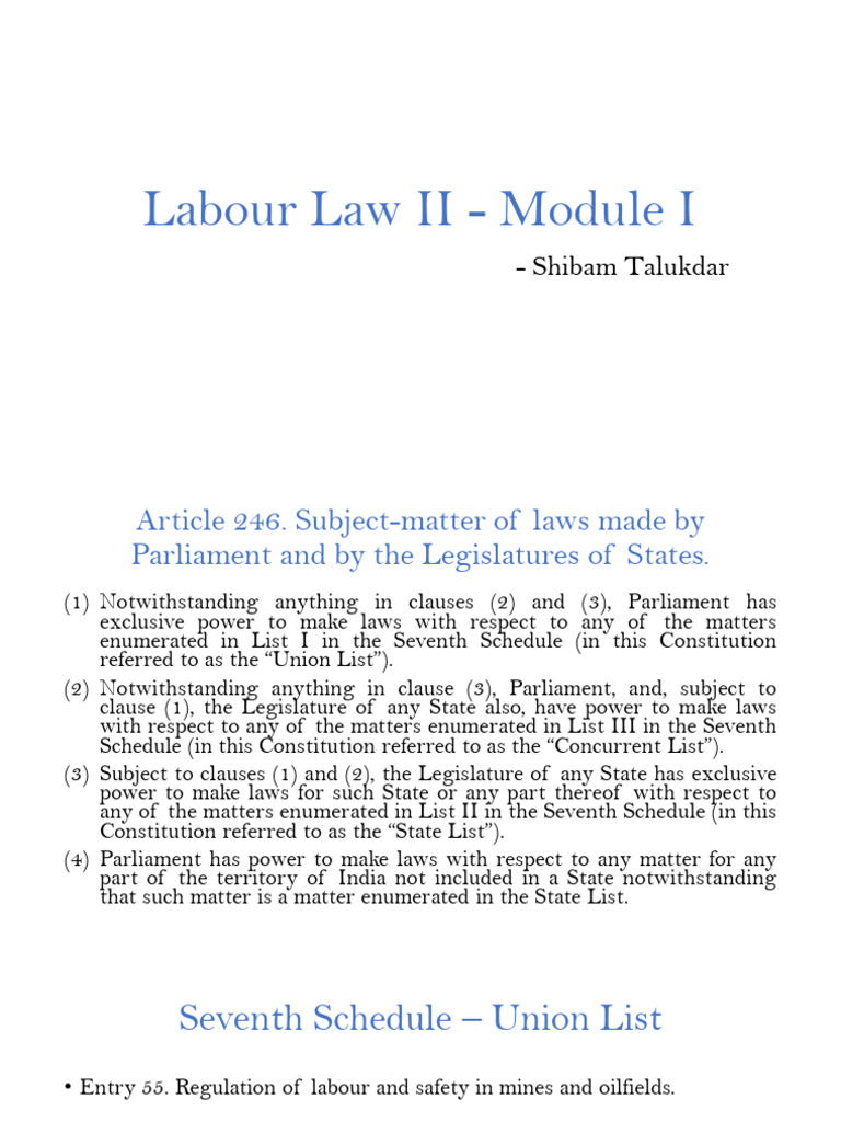 Labour Law II - Module I - Slides | PDF | Labour Law | Employment