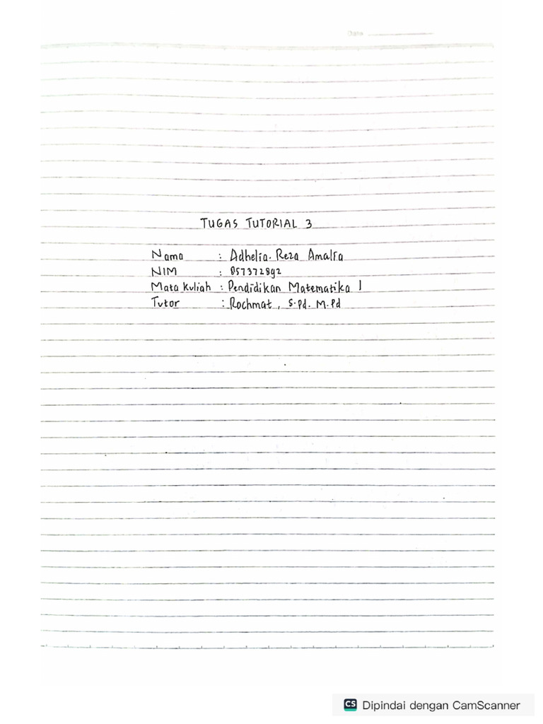 Adhelia Reza Amalia 857372892 TT 3 MTK-1 | PDF