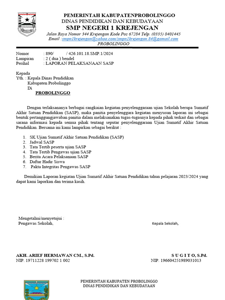 Laporan Pelaks SASP 2023 | PDF